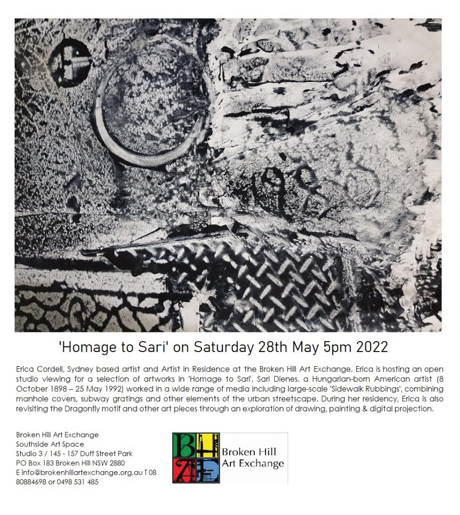 Erica Cordell Open Studio honoring Sari Dienes, Australia
